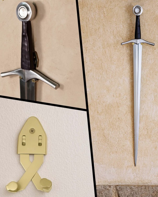 Support Mural Épée Vertical Mythrojan | Porte-Épée Ajustable 3